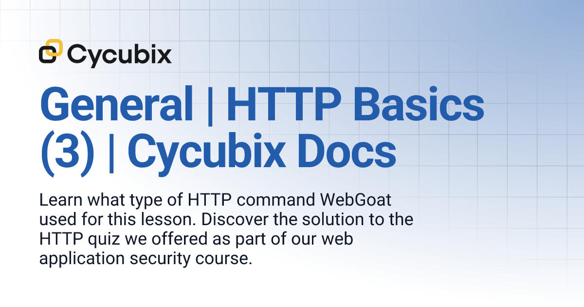 General | HTTP Basics (3) | Cycubix Docs | Welcome to Cycubix Docs